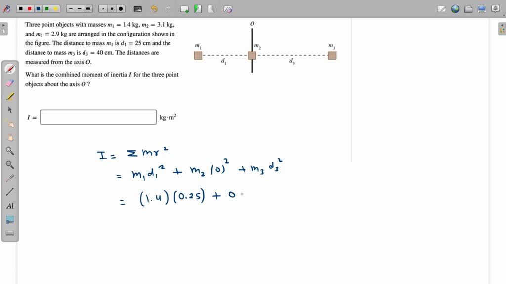 SOLVED: Three point objects with masses m] 1.4kg, mz =3.1 kg; and mz 2.9 kg are arranged in the ...