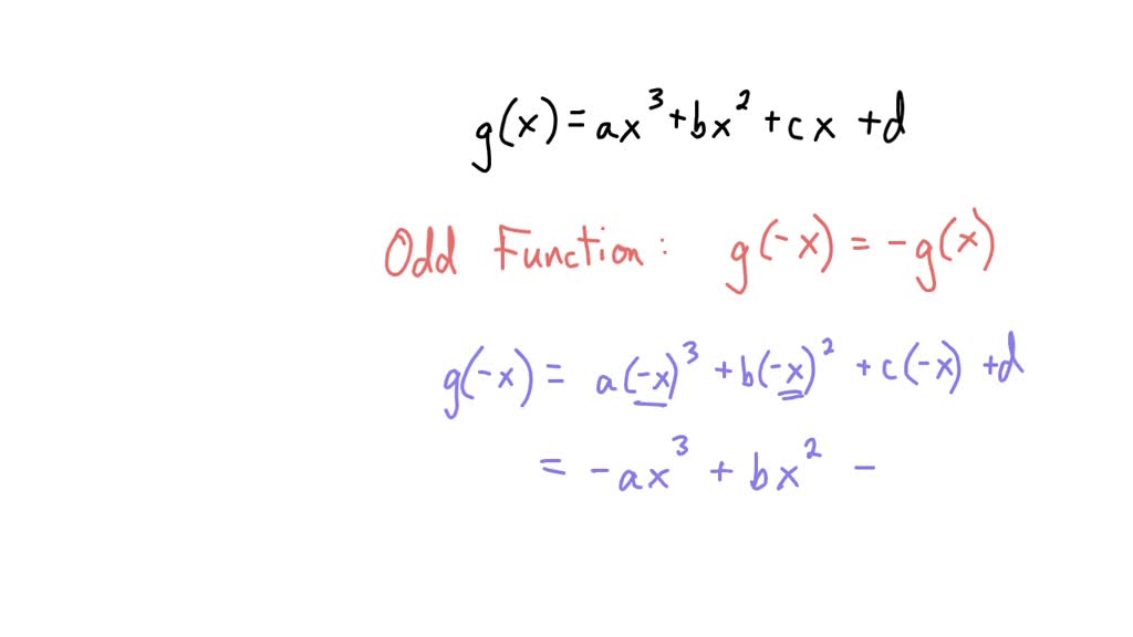Suppose that g(x) = ax^3 + bx^2 + cx + d. What must be true about the ...