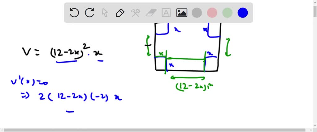 SOLVED: An open box of maximum volume is to be made from a square piece ...