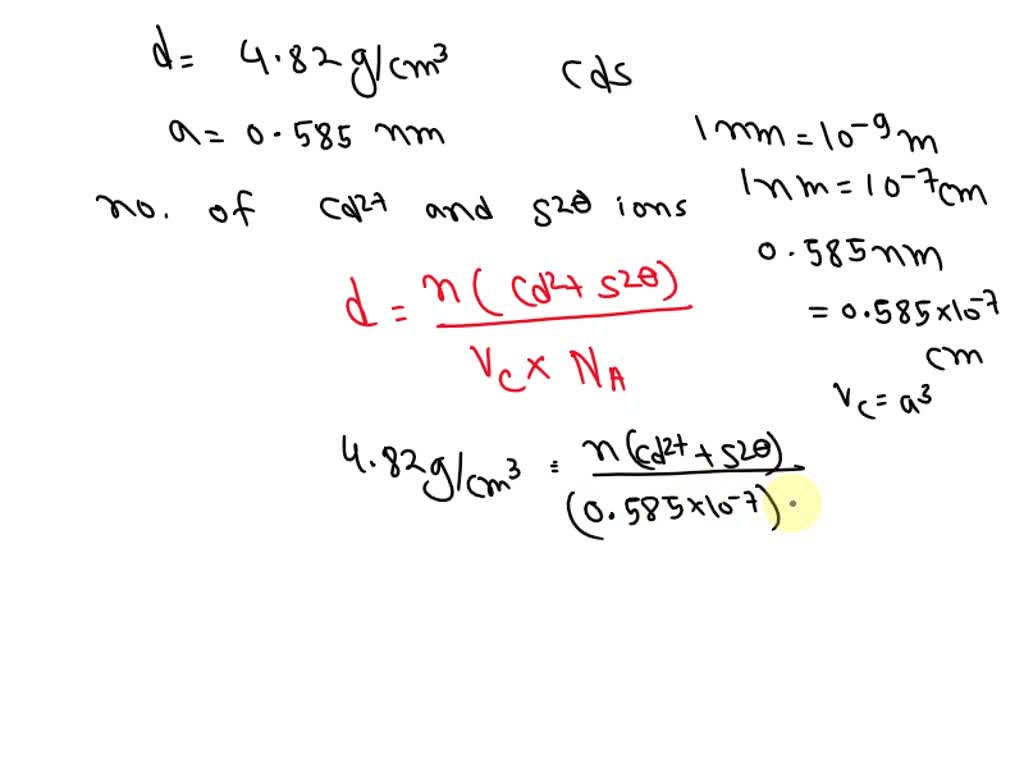 Solved Cadmium Sulfide Cds Has A Cubic Unit Cell And From X Ray