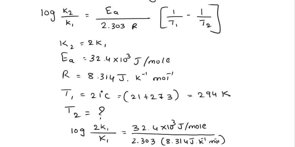 SOLVED: Part A The activation energy of a certain reaction is 32.4 kJ/mol. At 21Â°C, the rate ...
