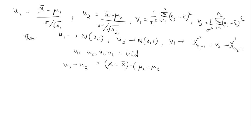 SOLVED: Consider two samples: X1, Xn iid N(p1; 02 ) and Yi; Ynz iid N ...