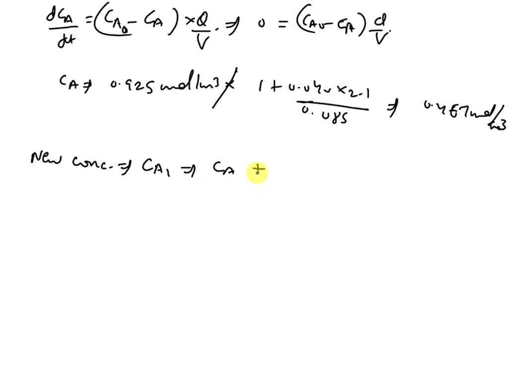 SOLVED: Complete the derivation of performance equations for a continuously stirred tank reactor ...