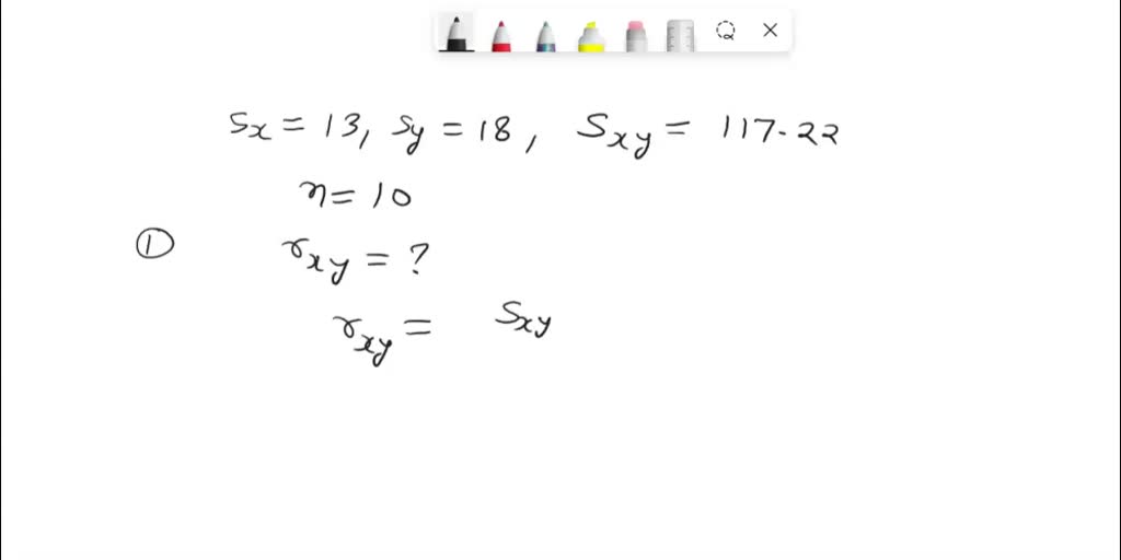 SOLVED: A sample of 10 observations provides the following statistics ...
