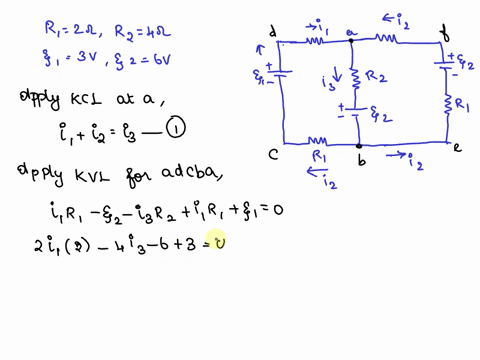 The figure shows a circuit with three ideal batteries. Find the magnitude and direction of ...