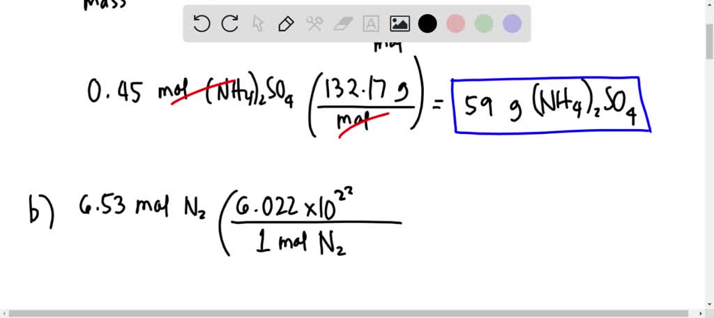 SOLVED: What is the mass of 0.45 mol of ammonium sulfate, (NH4)2SO4? How many molecules are ...