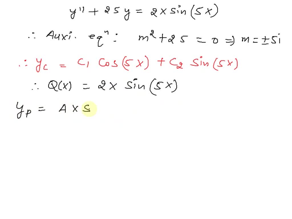 SOLVED: Set up but do not solve for the appropriate particular solution ...