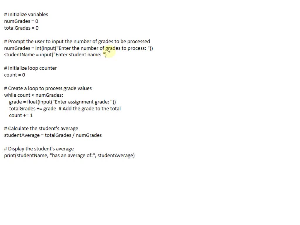 Solved Texts Write A Python Program That Will Incorporate Conditional Looping To Average A