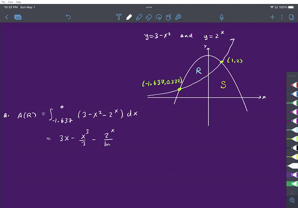 SOLVED: Let R and S be the regions shown in the figure above. The ...