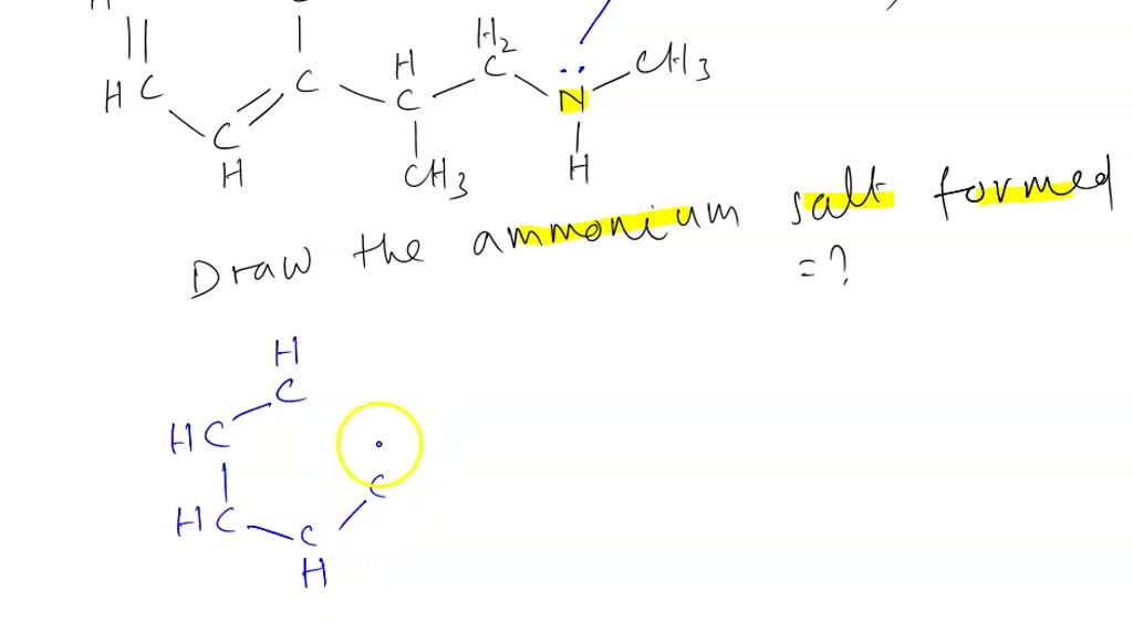 SOLVED: Draw the ammonium salt formed in each reaction: All atoms ...