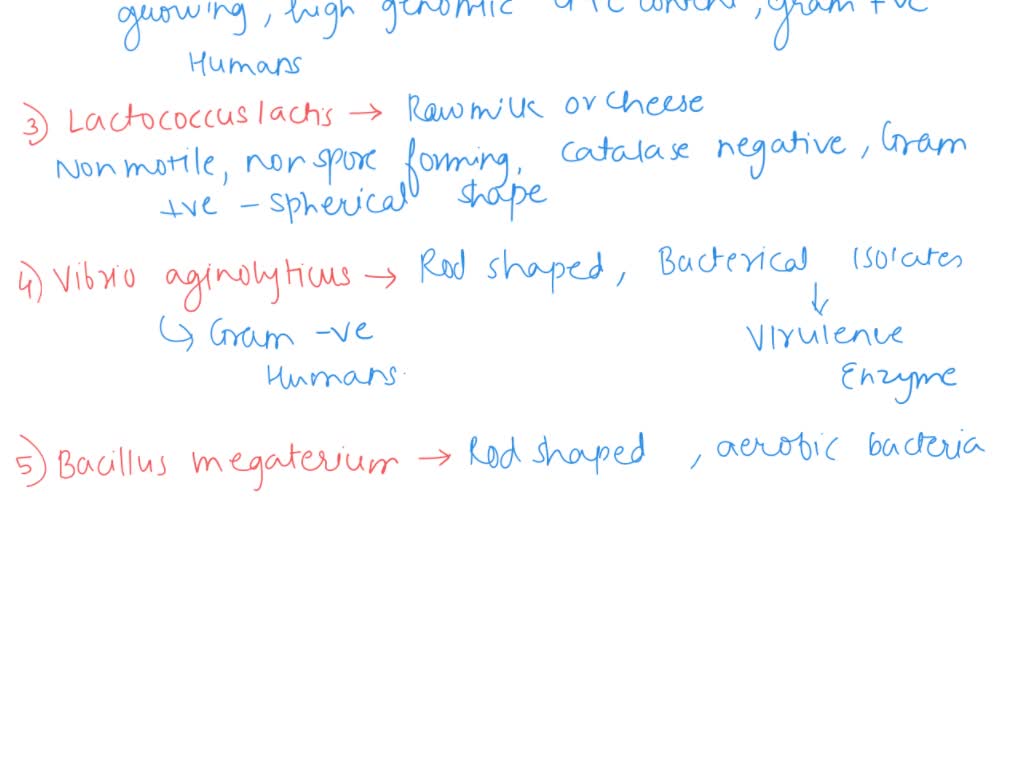 SOLVED: Finish the table with the bacteria candidates listed Bacteria ...