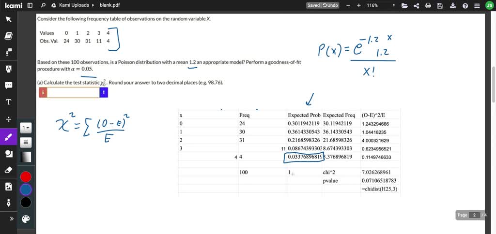 SOLVED: Consider the following frequency table of observations on the ...