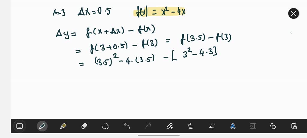 SOLVED: Compute Δ y and dy for the given values of x and dx = Δ x. Then ...