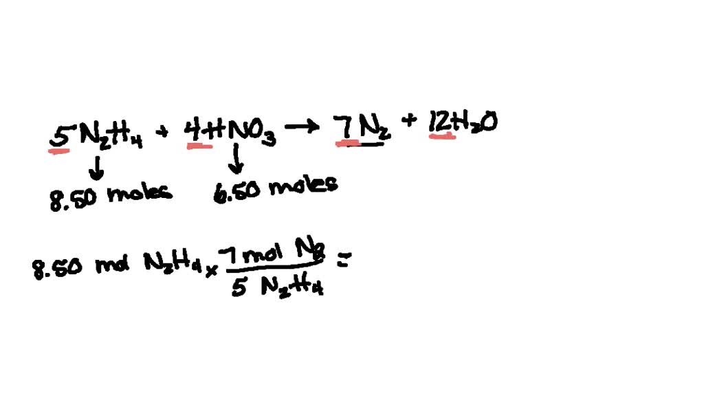 SOLVED: Consider the reaction of hydrazine (N2H4) with nitric acid to ...