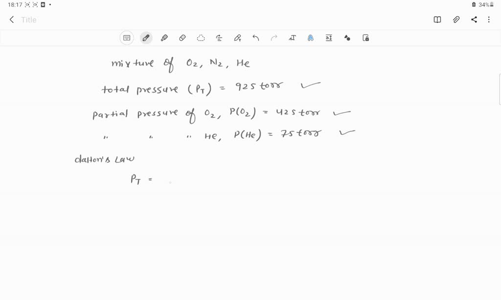SOLVED: A gas mixture containing oxygen, nitrogen, and helium exerts a total pressure of 925 ...