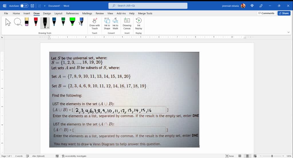 SOLVED: For problems 12-16 determine the elements in the following sets ...