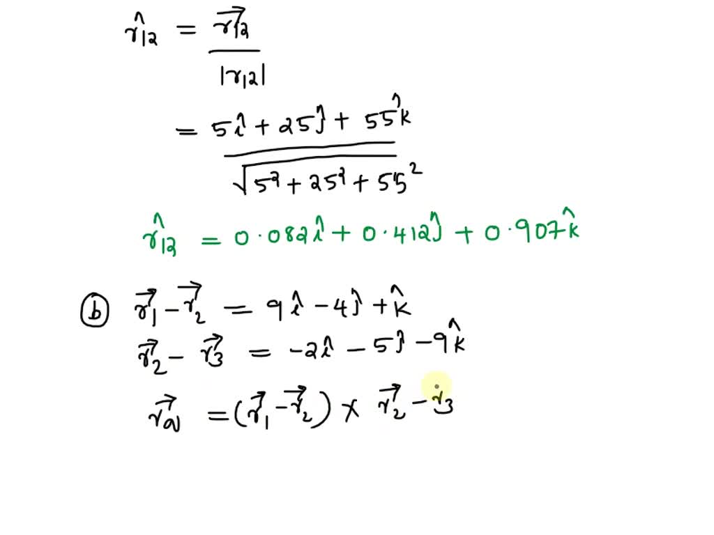 SOLVED: Three vectors extending from the origin are given as r1 = (7, 3 ...