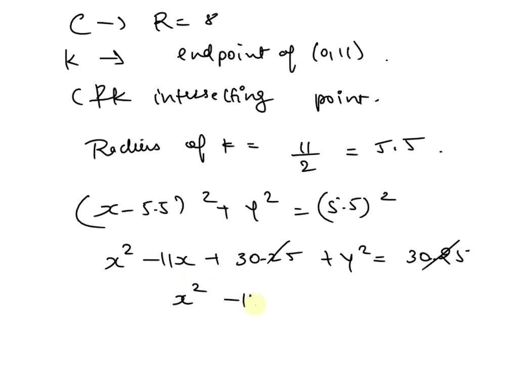 SOLVED: A circle C has center at the origin and radius 8. Another ...