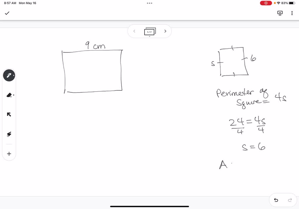 SOLVED: A rectangle has an area of 24 square centimeters. The width of ...