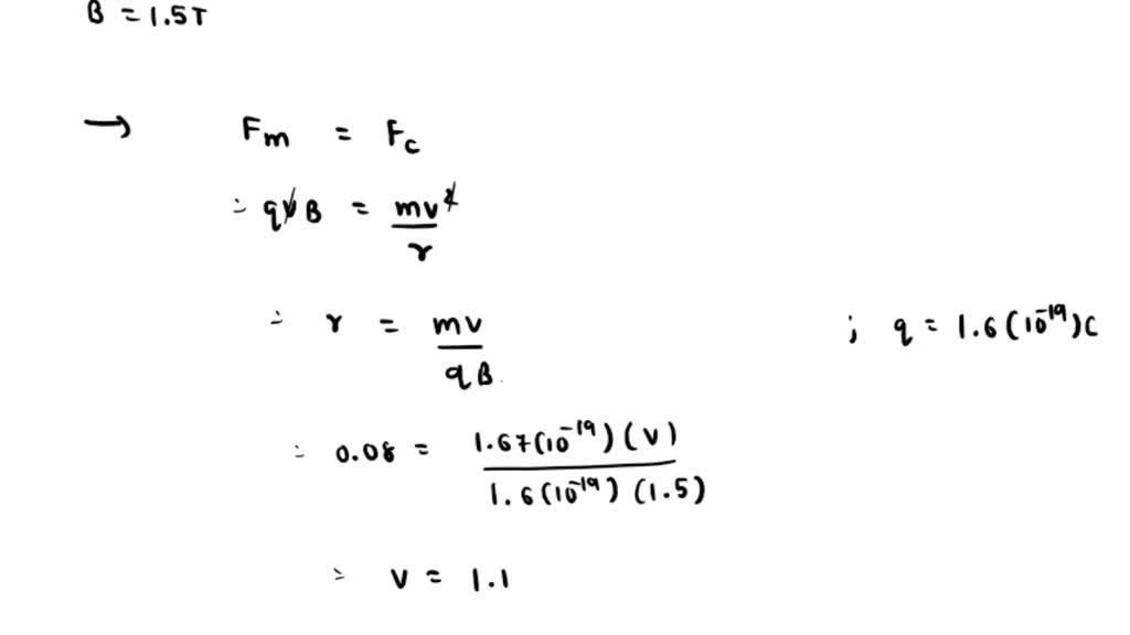 SOLVED: Calculate the speed of a proton, moving in a circular path of radius 8 cm, in a plane ...