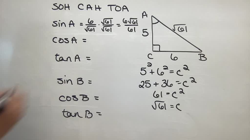 SOLVED: Find sin A, cos A, tan A, and sin B, cos B, and tan B in right ...