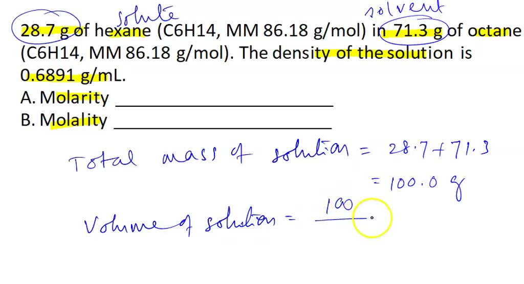SOLVED: Calculate the concentration in the units given below of 28.7 g ...