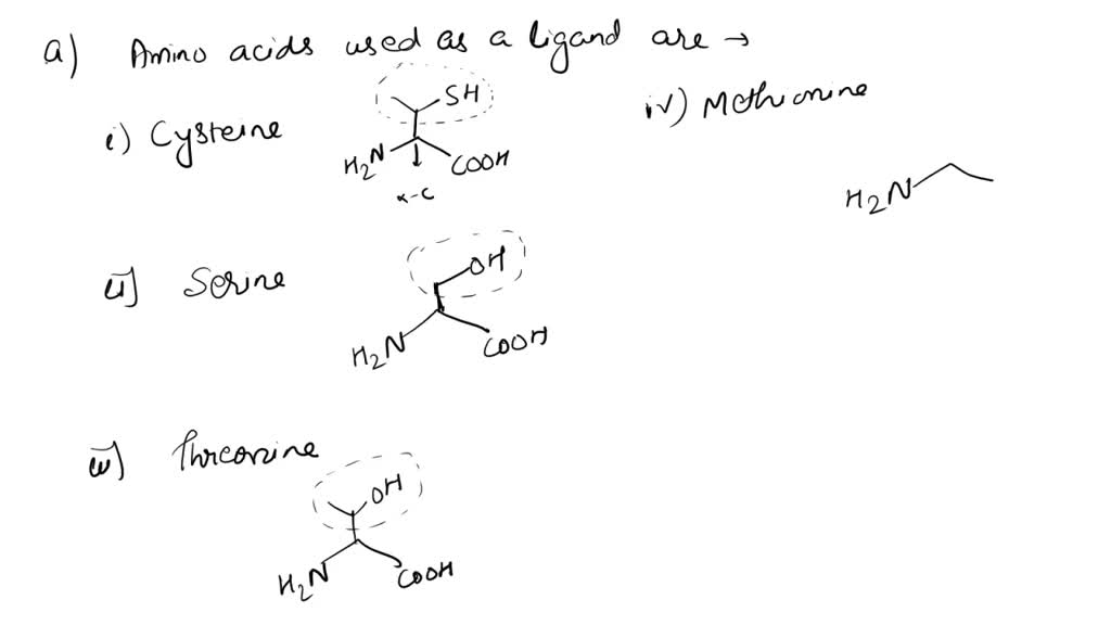 SOLVED: ' 2) a. Draw the six most common amino acids used as ligands ...