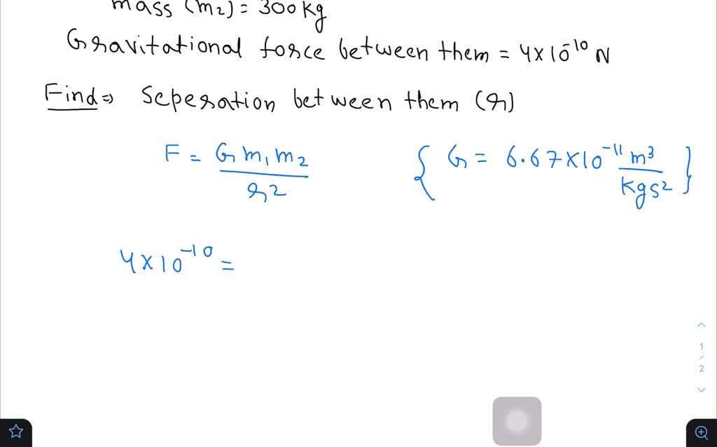 Solved Objects With Masses Of 300 Kg And 700 Kg Are Separated By 1 0 M