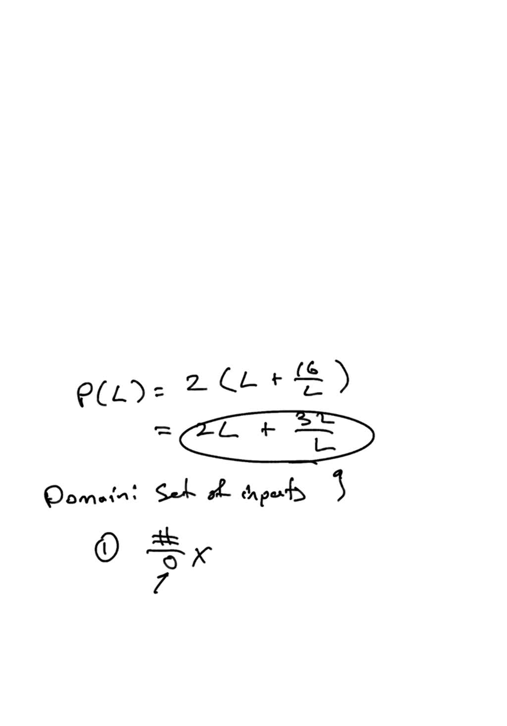 SOLVED: Find a formula for the described function A rectangle has area 16 m?. Express the ...