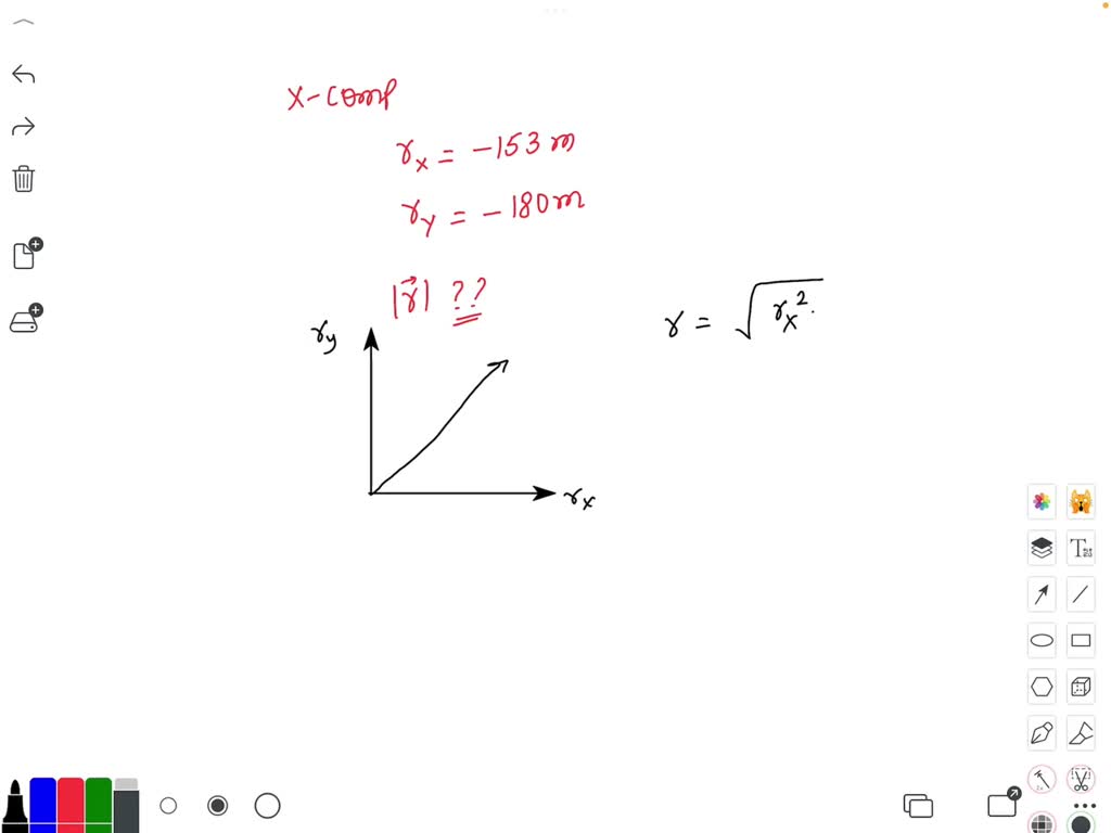 SOLVED: The X component of a displacement vector or is -153 m, well it why component is -180 m ...