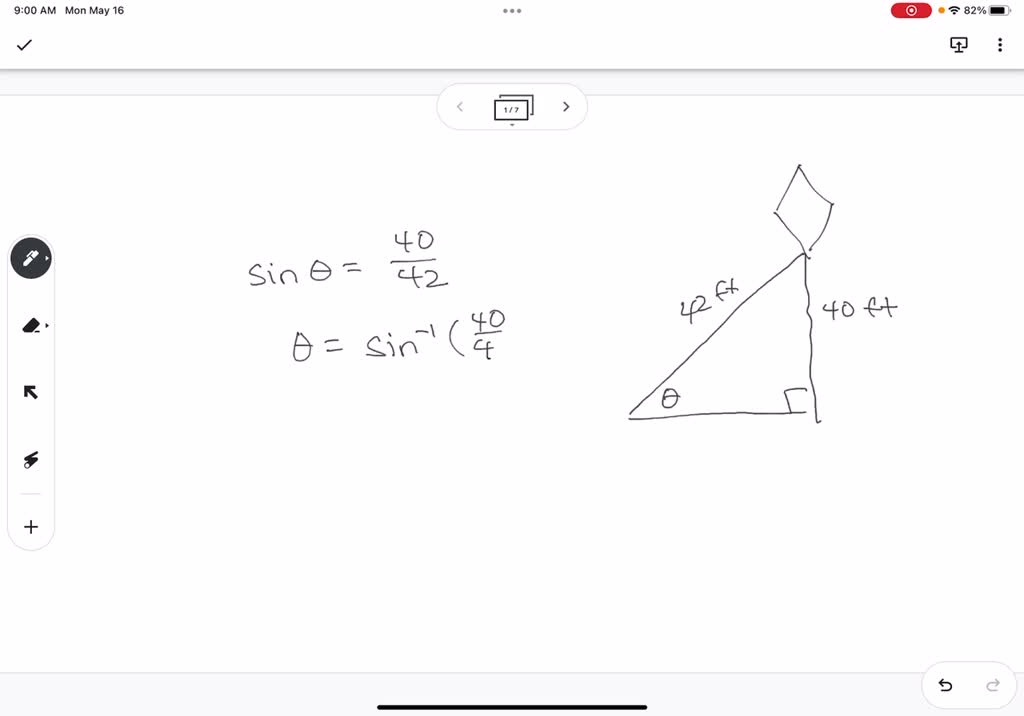 SOLVED: What is the angle of elevation to the kite if a kite is 40 feet ...