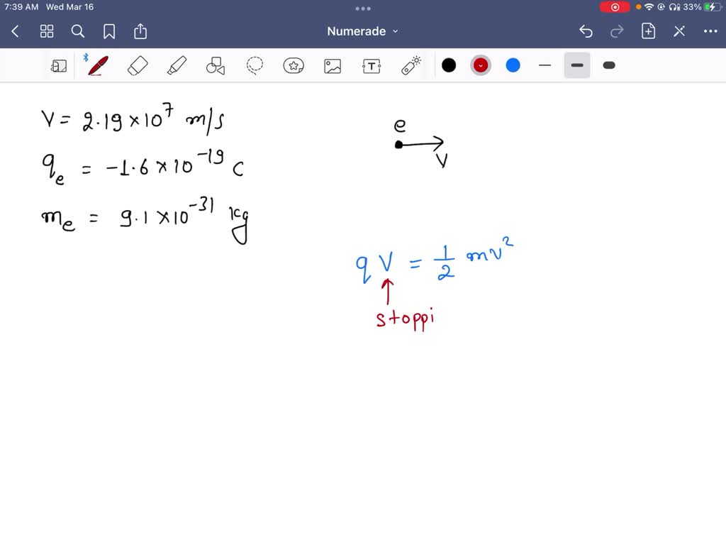 SOLVED: Find the electric potential difference ΔVe required to stop an ...
