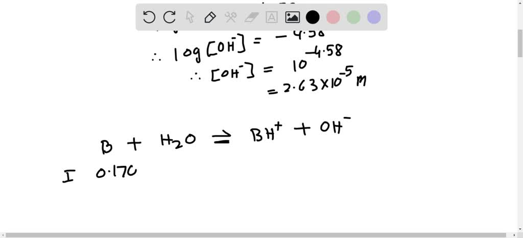 SOLVED: An unknown weak base with a concentration of 0.170 M has a pH ...