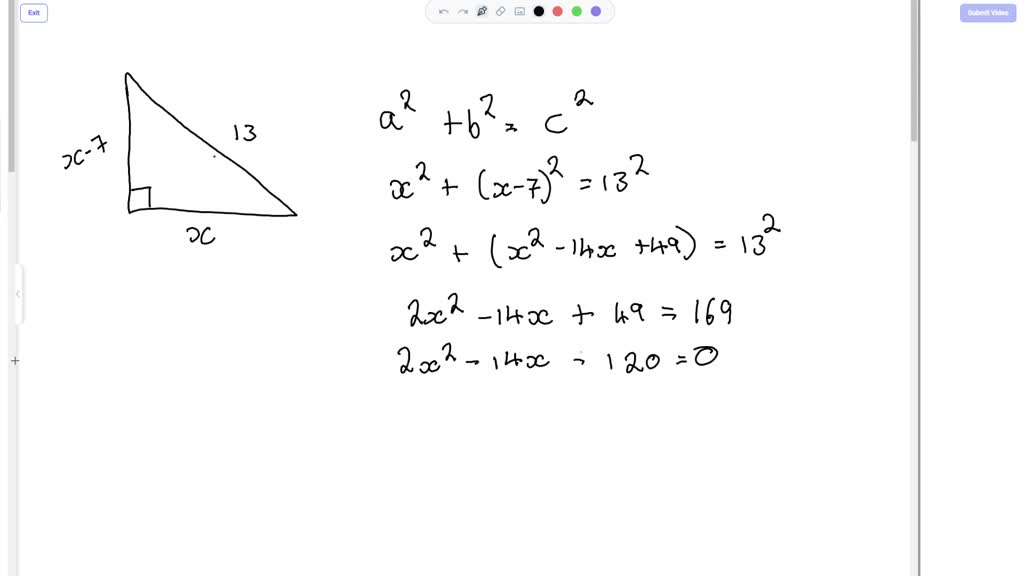 SOLVED: The diagram below shows a right-angled triangle. 13 cm cm X cm Find the value of x.