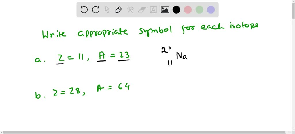 SOLVED: Write the appropriate symbol for each isotope with the following atomic and mass numbers ...
