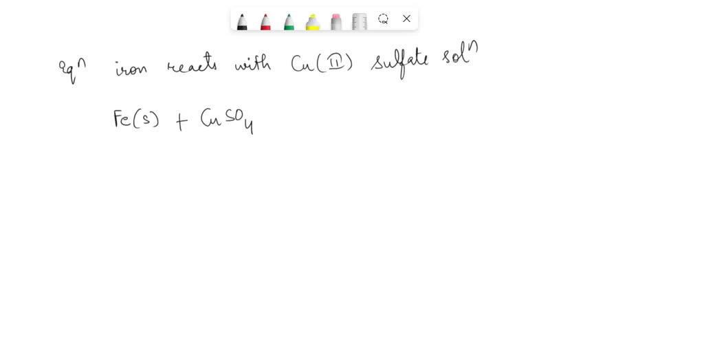 SOLVED: Solid copper and aqueous iron(II) sulfate 'FeSO 4 are formed by ...