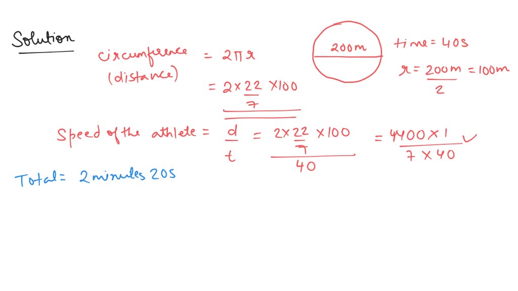SOLVED: An athlete completes one round of a circular track of diameter ...