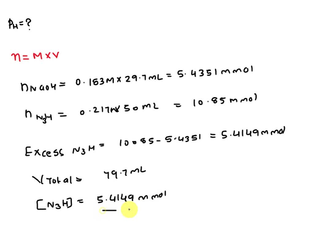 SOLVED: Hydrazoic, (HN3) has a pKa = 4.602. What is the pH at the ...