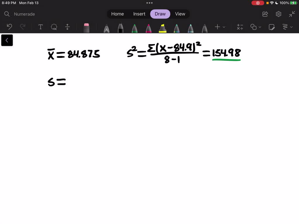 SOLVED: Calculating standard deviation and variance using the definitional formula Consider a ...