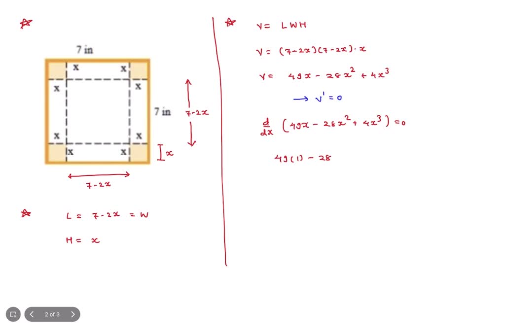 SOLVED: A box with open top is to be made with a square base and a constant surface C. Determine ...
