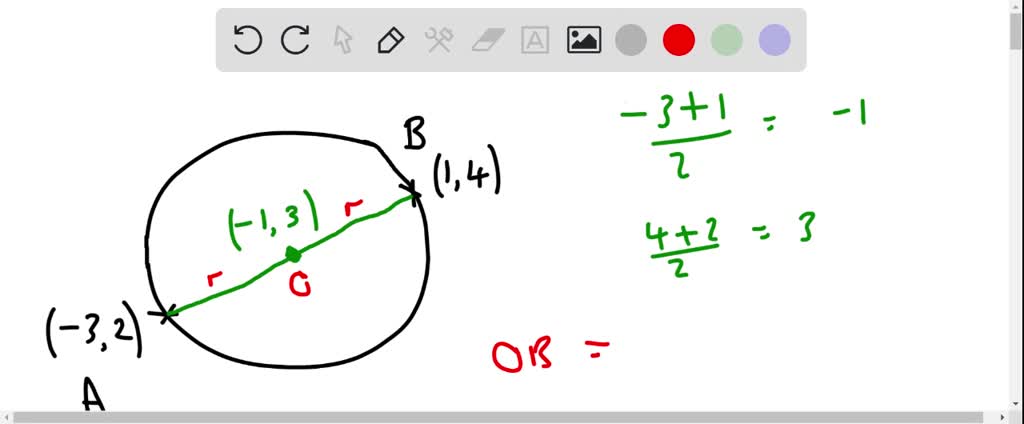 SOLVED: Points A(3,2) and B(1,4) are end points of the diameter of the circle. The equation of ...