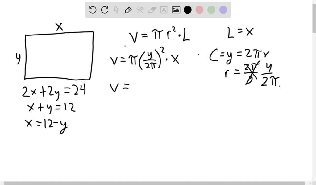 SOLVED: A rectangular sheet of perimeter 24 cm and dimensions x cm by y ...