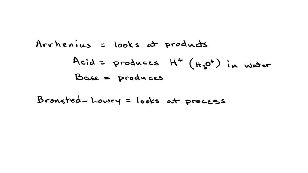 SOLVED: Explain the difference between the Arrhenius definition of ... SOLVED: Explain the difference between the Arrhenius definition of ...