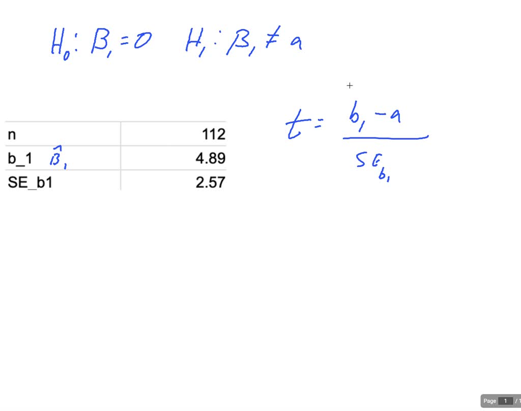 SOLVED: In testing the hypothesis: H0: Î²1 = 0 H1: Î²1 â‰ 0 the ...