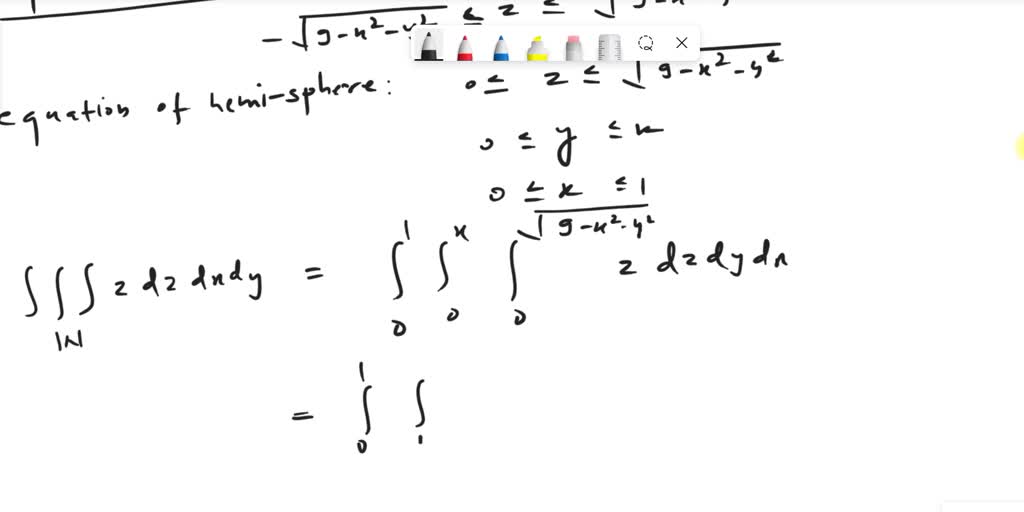 SOLVED: Calculate the integral of f(x, y, z)=z over the region 𝒲 in Figure 11 below the ...