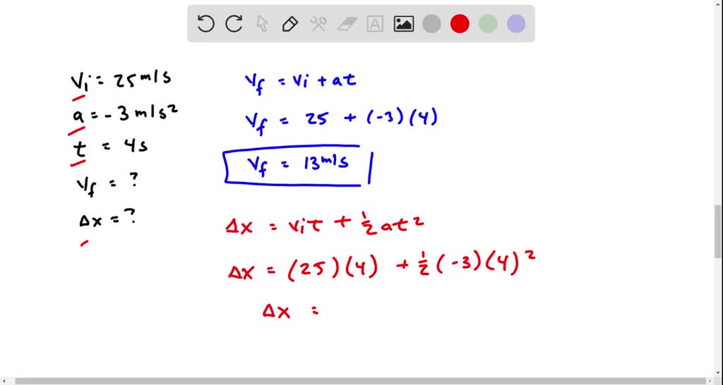 SOLVED: car has an initial speed of 25 m/s and constant deceleration of ...