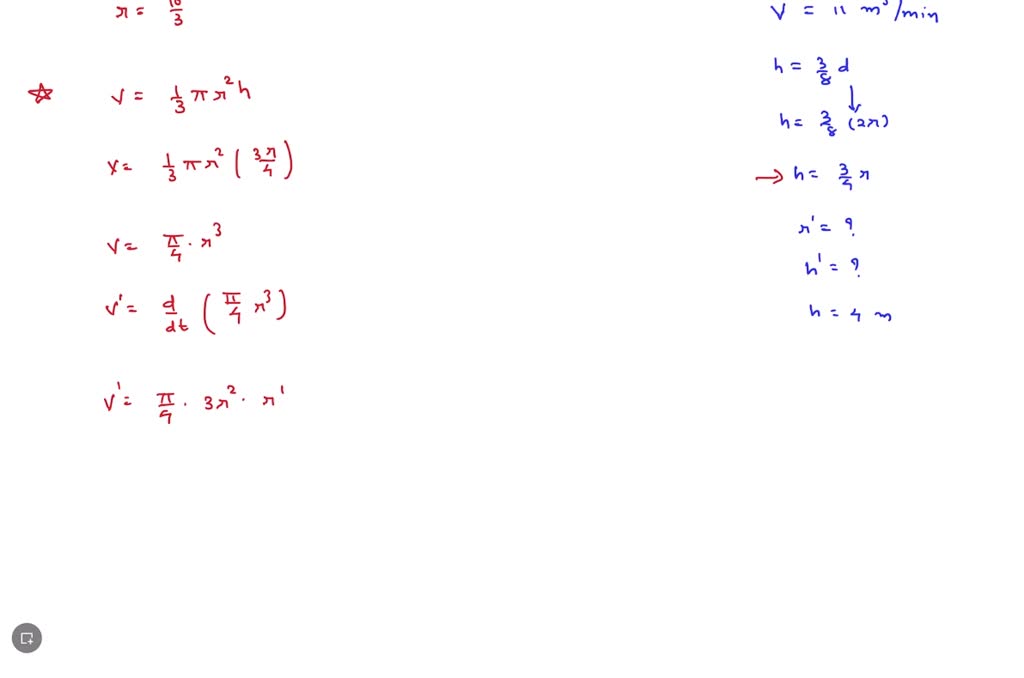 SOLVED: Conical pile. The sand falls from a cone at the rate of 1 cubic ...