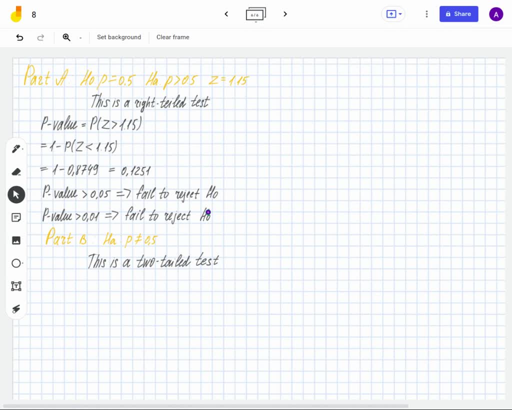 solved-a-test-of-h0-p-0-5-versus-ha-p-0-5-has-the-test-statistic