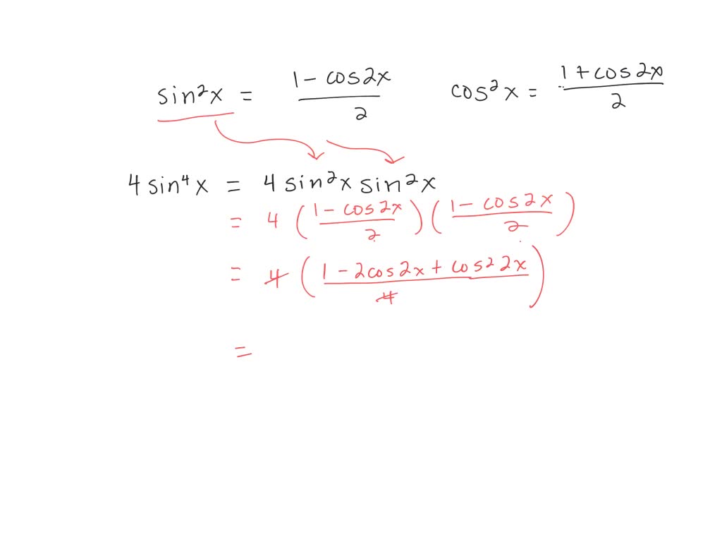 SOLVED: Use the power-reducing formulas to rewrite the expression as an equivalent expression ...
