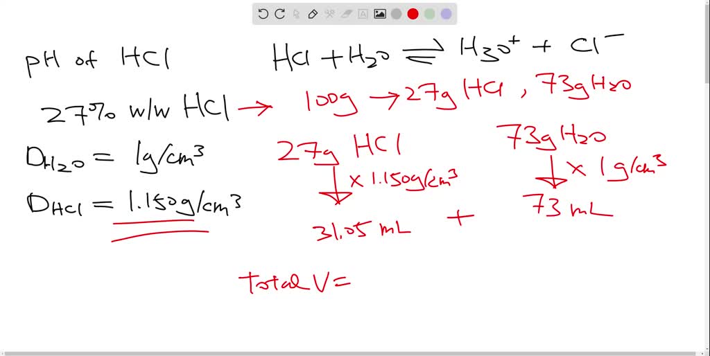 SOLVED: Determine the pH of the HCl solution in the chemical cabinet ...